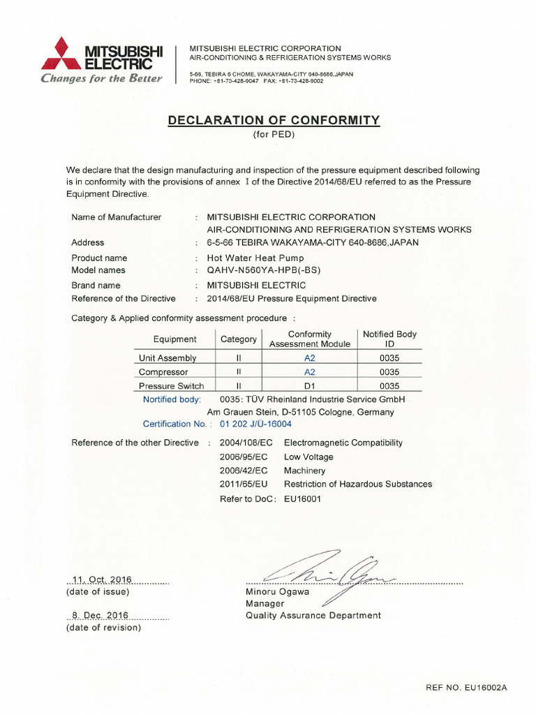 01 - A83 - Déclaration de Conformité CE | PDF