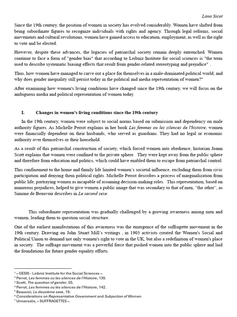 LanaSicot Essay Womenandpolitics | PDF | Suffrage | Feminist Movement