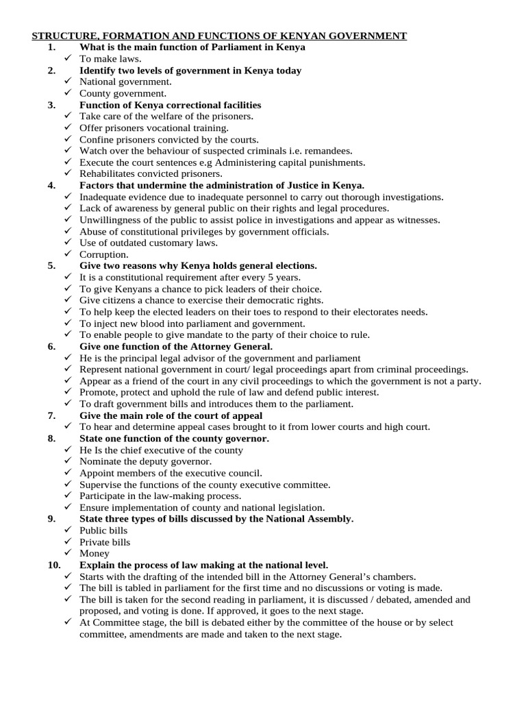 Structure and Functions of Kenyan Government | PDF | Bill (Law) | Elections