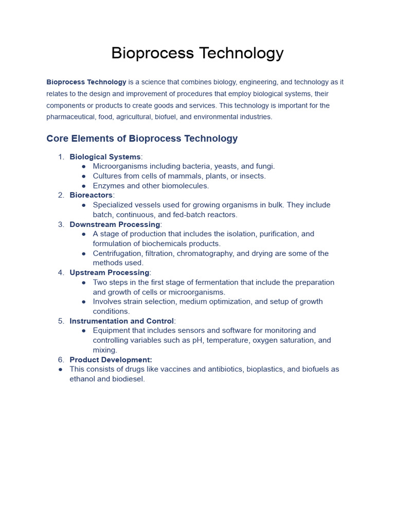 Bioprocess Technology | PDF | Biotechnology | Life Sciences