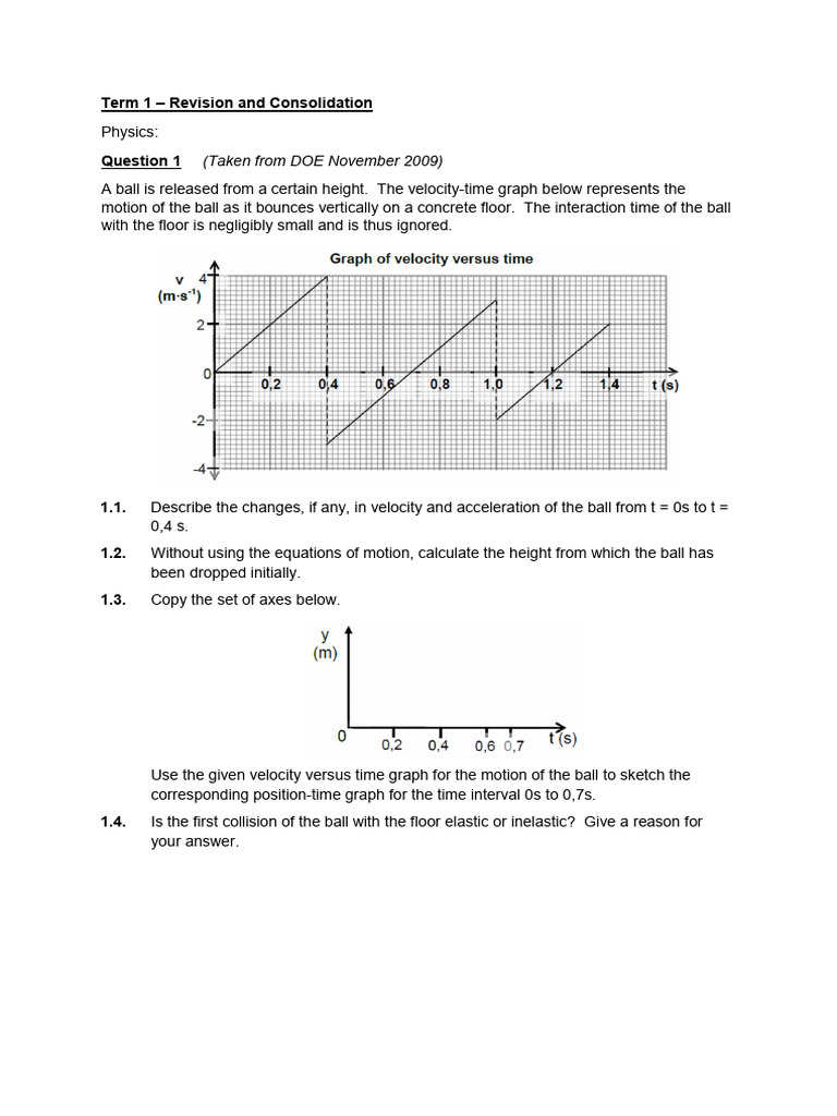 GR 12 - PS - 05 - Term 1 Revision & Consolidation | PDF | Force | Collision