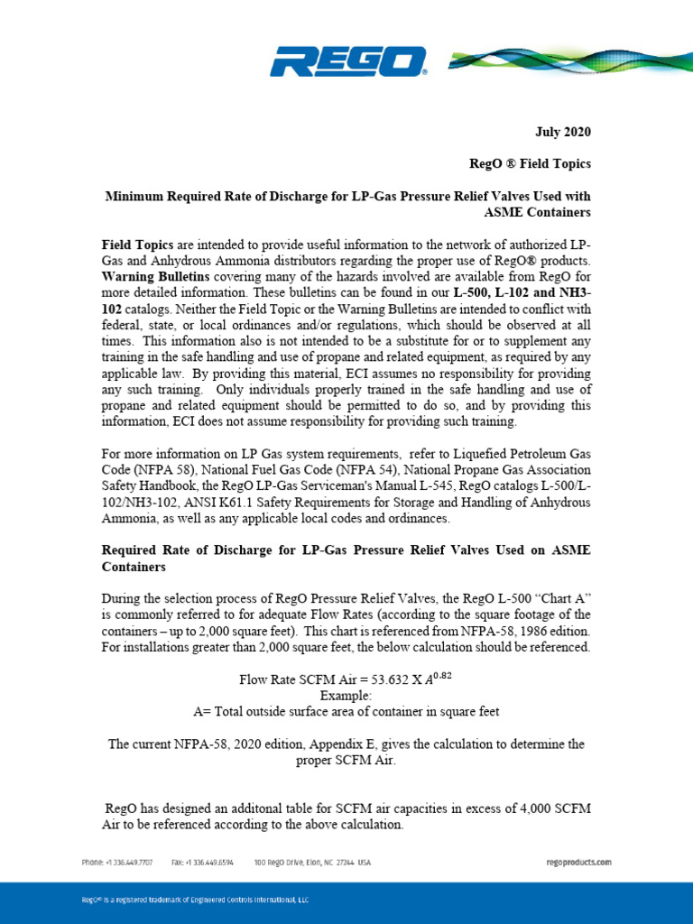Field Topic 2020-07 Minimum Required Rate of Discharge For LP-Gas ...