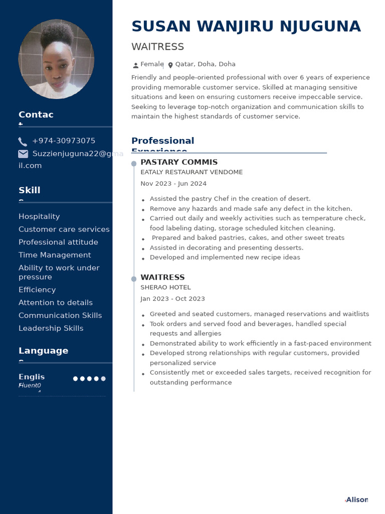 SUSAN WANJIRU NJUGUNA (Waitress) | PDF