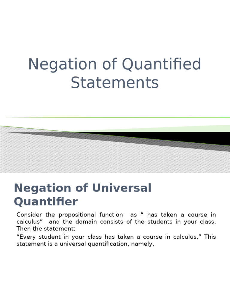 Negation of Quantified Statements | PDF
