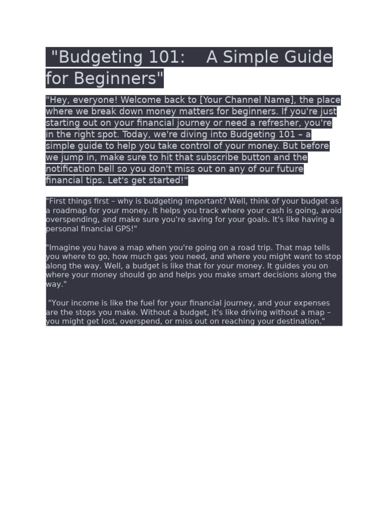 Budgeting 101 | PDF