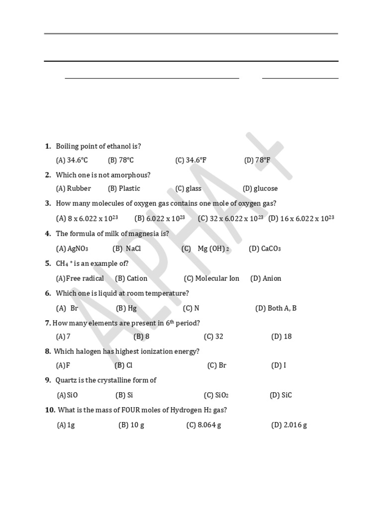 Alpha 9TH Chemestry Unit 1,3,5 | PDF | Mole (Unit) | Ion