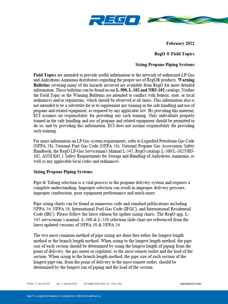 Propane Regulator Sizing Guide | PDF | Pipe (Fluid Conveyance ...