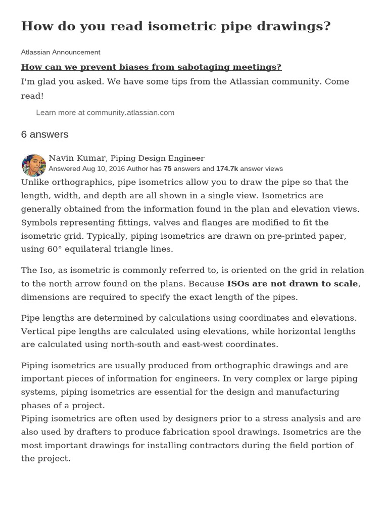 How To Read Isometric Pipe Drawings | PDF | Pipe (Fluid Conveyance ...