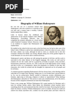 William Shakespeare Biography Questionnaire | PDF