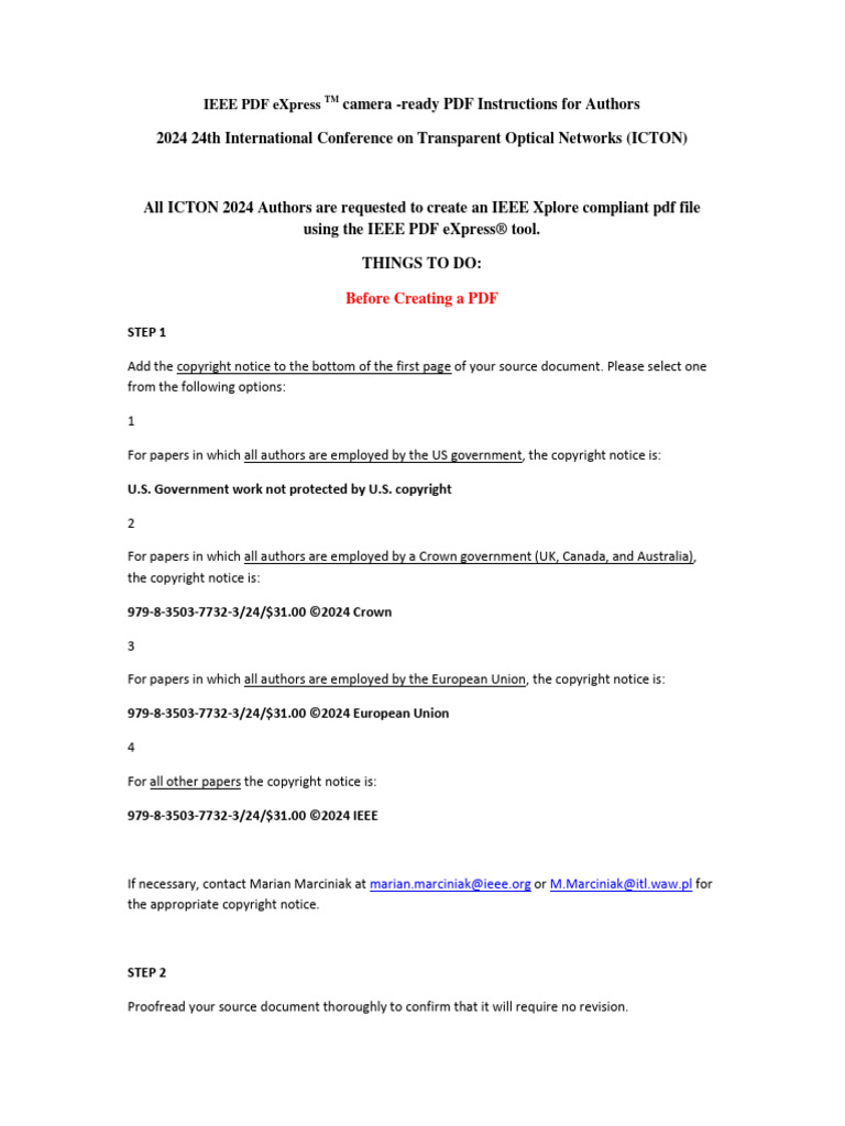 IEEE PDF Express Camera-Ready Instructions For Authors 05 28 | PDF | Software | Computing