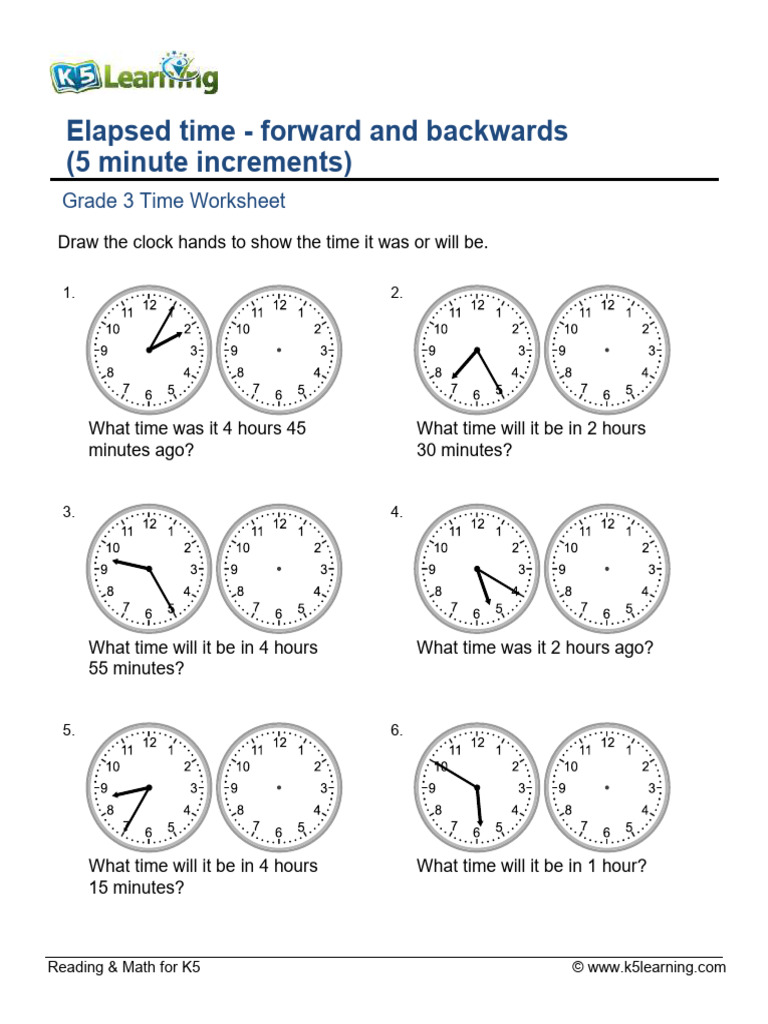 Grade 3 Elapsed Time Worksheet | PDF