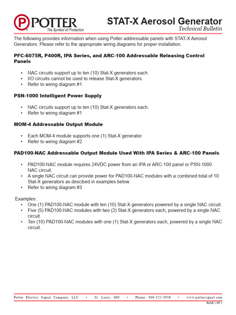 STAT-X Technical Bulletin | PDF | Electrical Network | Electric Generator