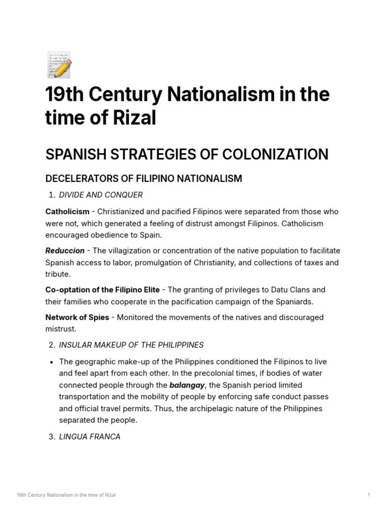 19th Century Nationalism in The Time of Rizal | PDF | Philippines ...
