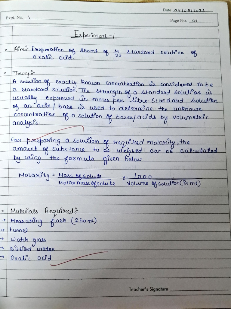 Chemistry Practicals (1) | PDF