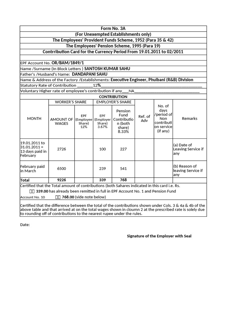 3A-format 19.1.11 to 02-2011 | PDF | Pension | Rupee