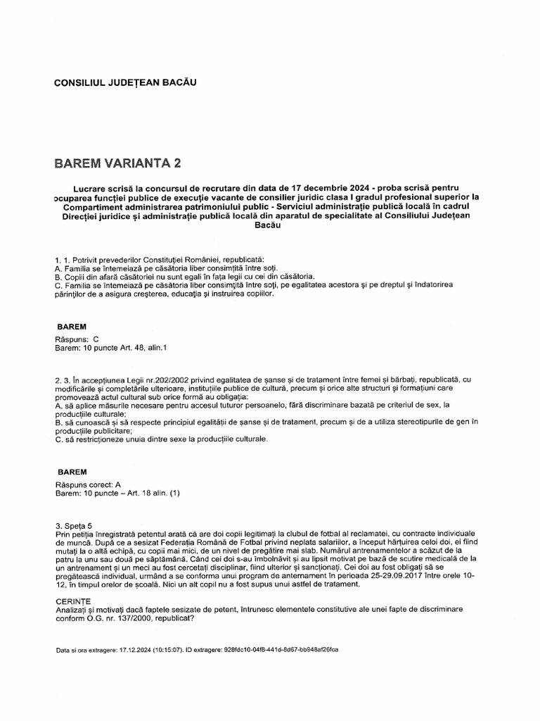 Barem de Corectare | PDF