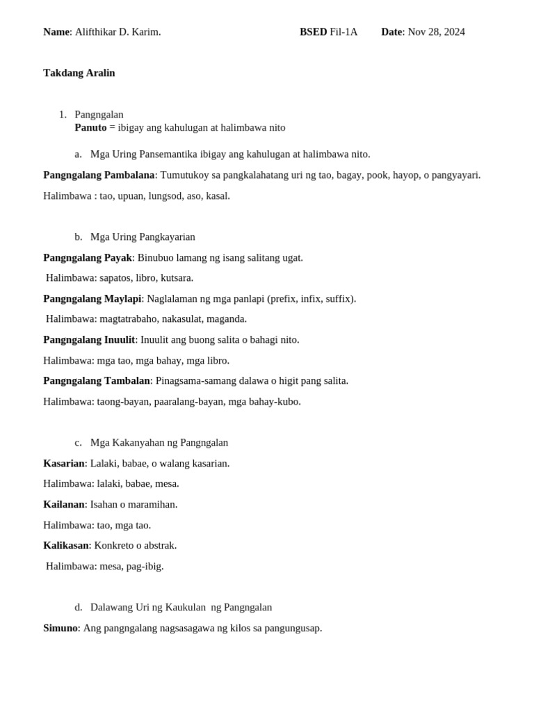 Karim.Takdang-Aralin-Panimulang-Ligguwistika-2024 | PDF