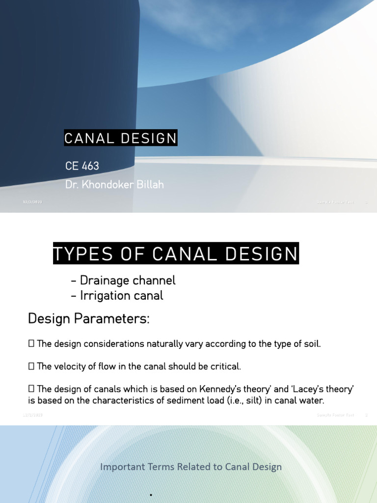 Canal design | PDF | River | Silt