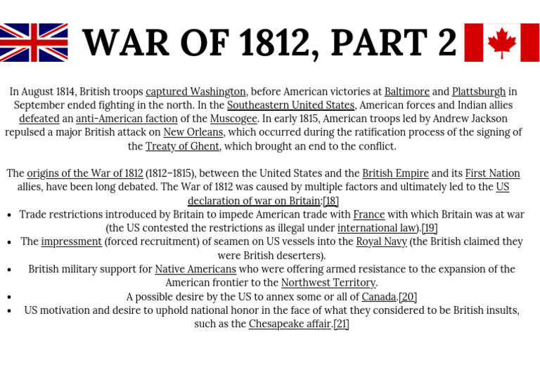 War of 1812 Part 2 | PDF