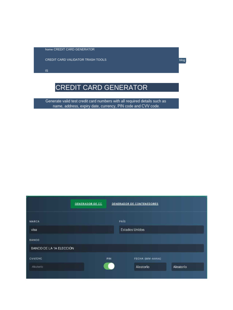Free Credit Card Generator Tool | PDF | Credit Card | Financial Services