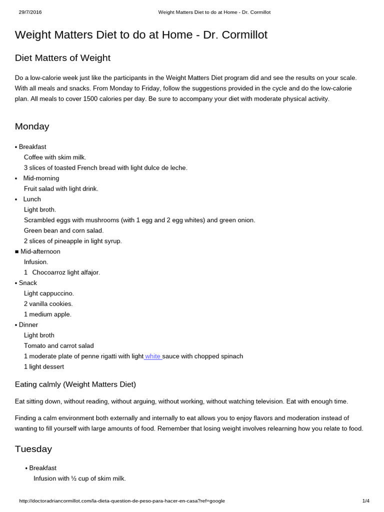 Weight Issue Diet To Do at Home - DR | PDF | Meal | Dieting