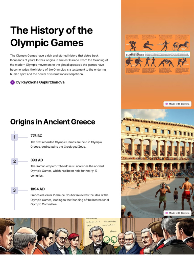 History of the Olympic Games Explained | PDF | Olympic Games | Multi ...