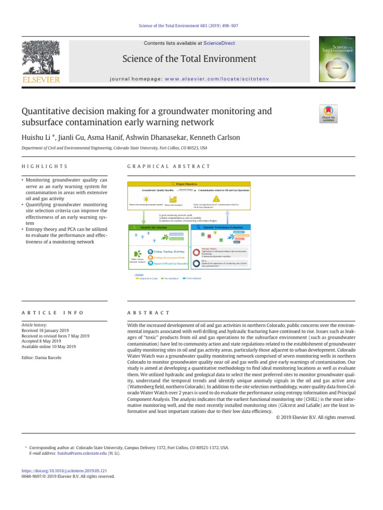 Quantitative Decision Making For A Groundwater Monitoring And
