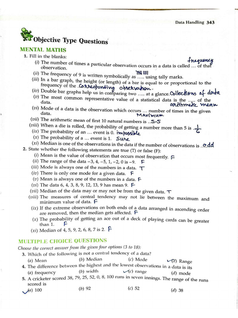 Class-7 Data Handling Mental Maths | PDF