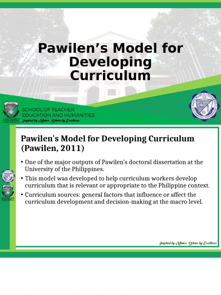 Pawilens Model For Developing Curriculum | PDF | Curriculum | Learning