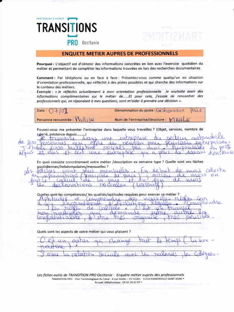 Enquete Métier GP 1 | PDF