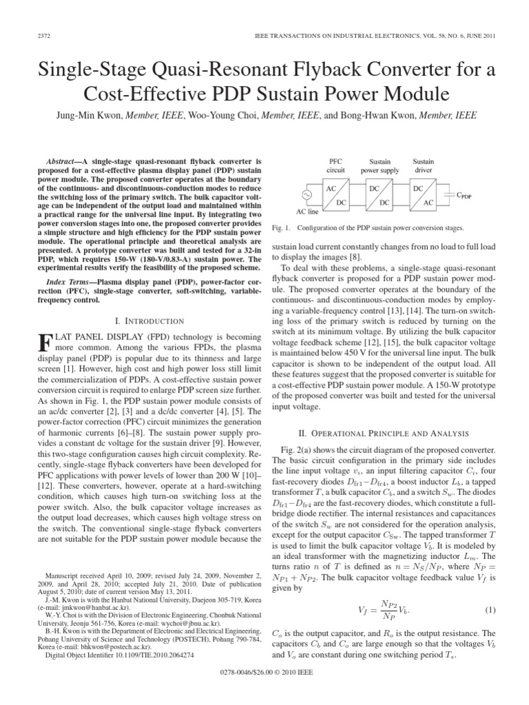 3) Single-Stage Quasi-Resonant Flyback Converter For A Cost-Effective PDP Sustain Power Module ...