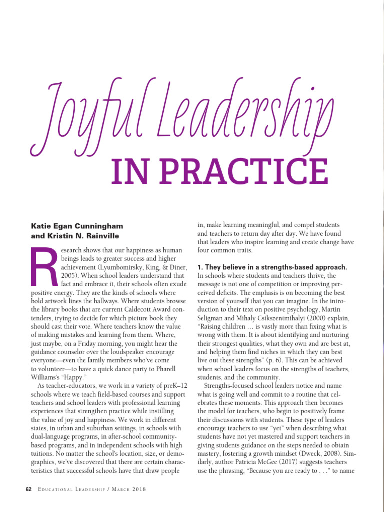 Joyful Leadership in Schools: 4 Steps | PDF | Gratitude | Positive ...