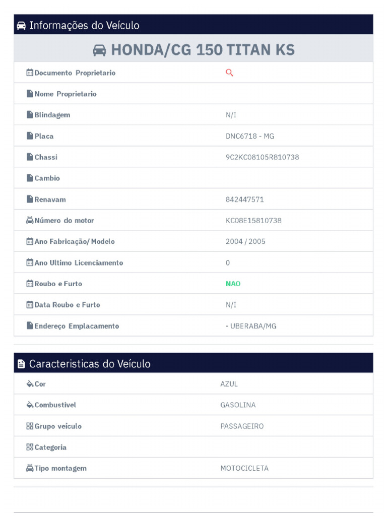 CG 150 Titan KS Tabela Fipe | PDF