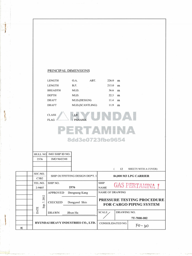 Pressure Testing Procedure For Cargo Piping System | PDF