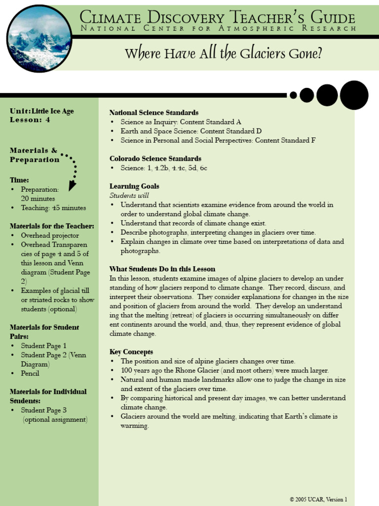Climate Change Lesson for Students | PDF | Glacier | Ice