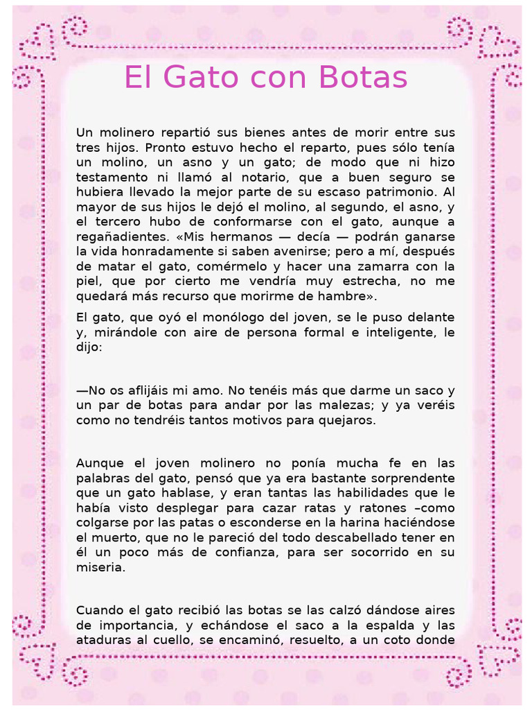 El Gato con Botas: Un Cuento Clásico | PDF