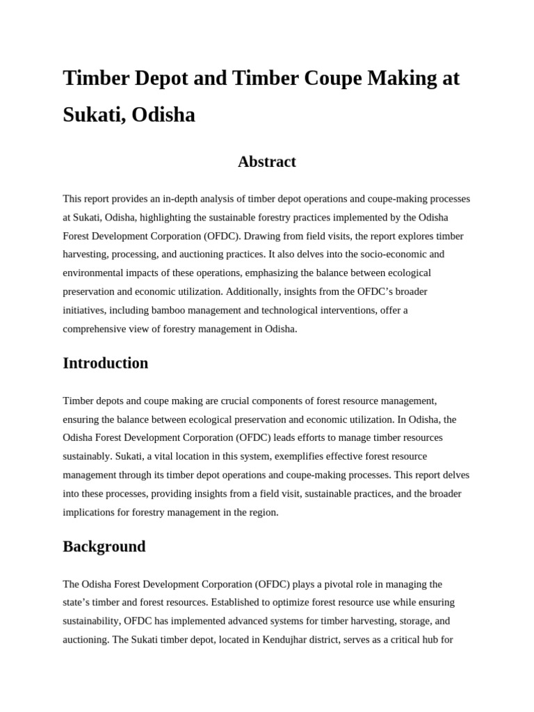 Timber Management at Sukati Depot | PDF | Logging | Forest Management