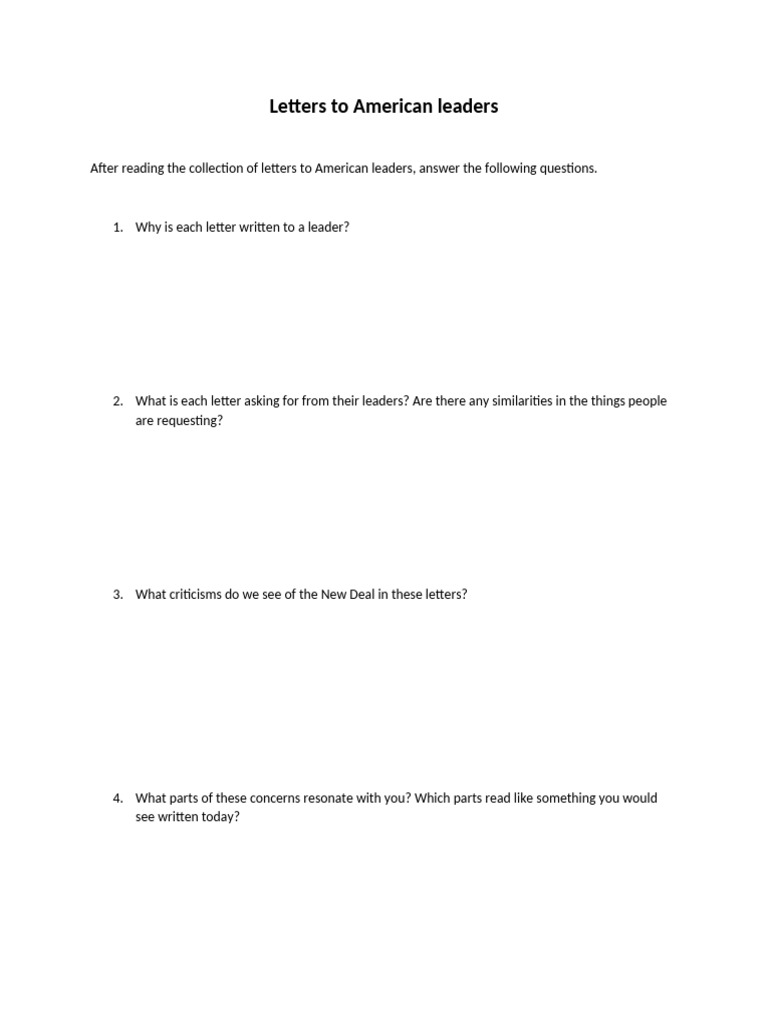Letters To American Leaders | PDF