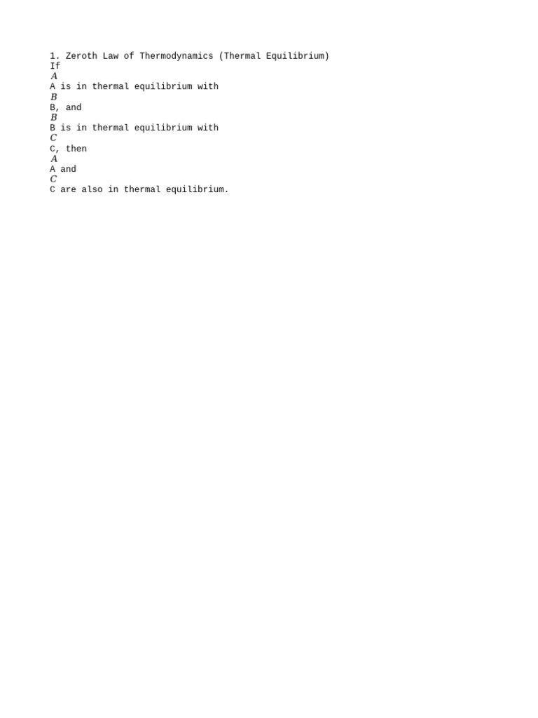 Zeroth Law of Thermodynamics Explained | PDF