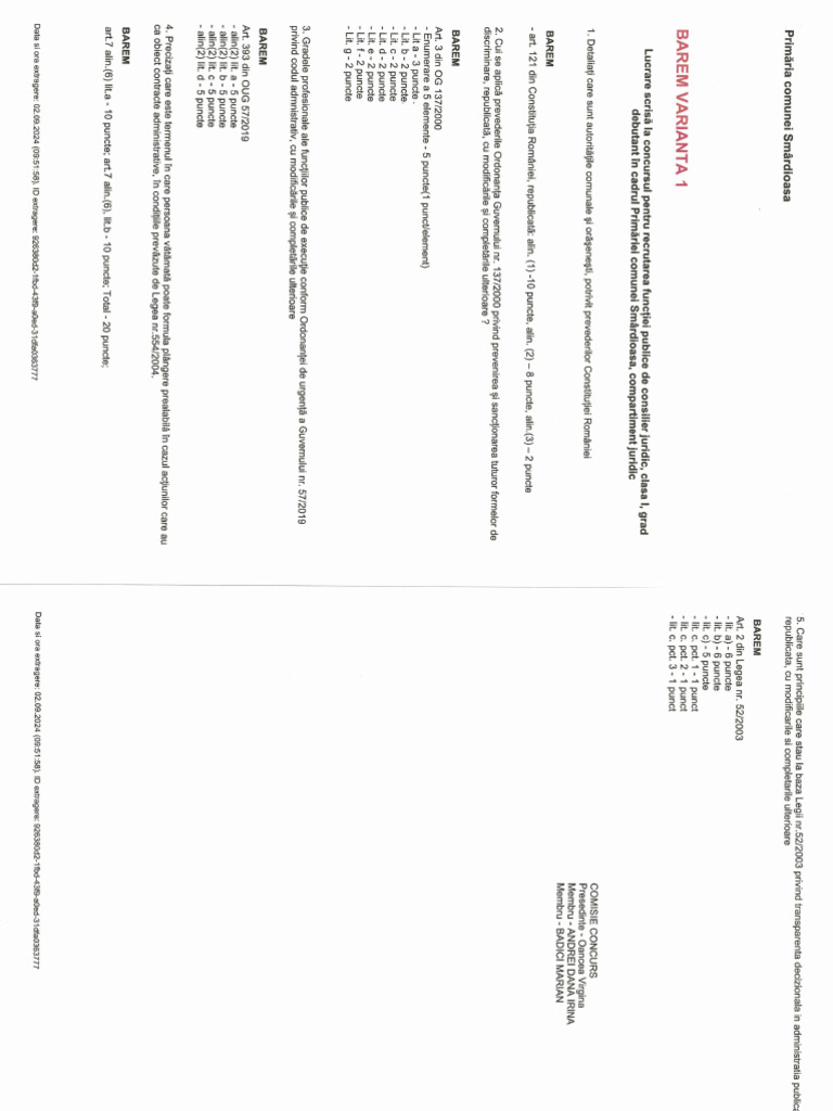 Barem Varianta 1 | PDF