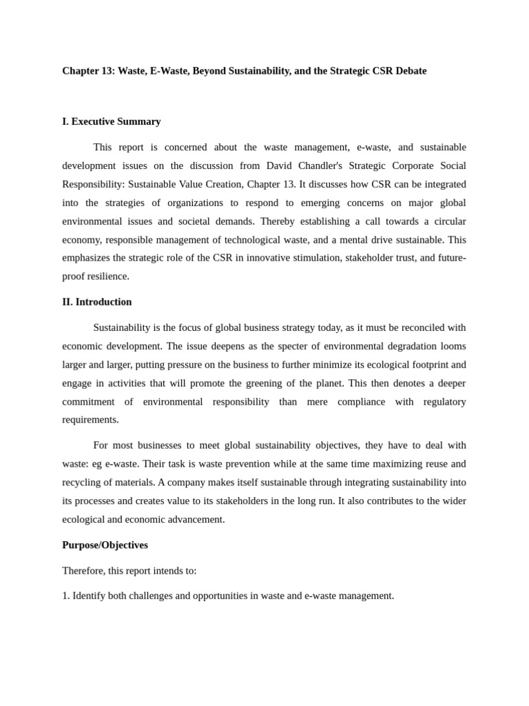 Chapter 13 Waste, E-Waste, Beyond Sustainability, and The Strategic CSR Debate | PDF ...