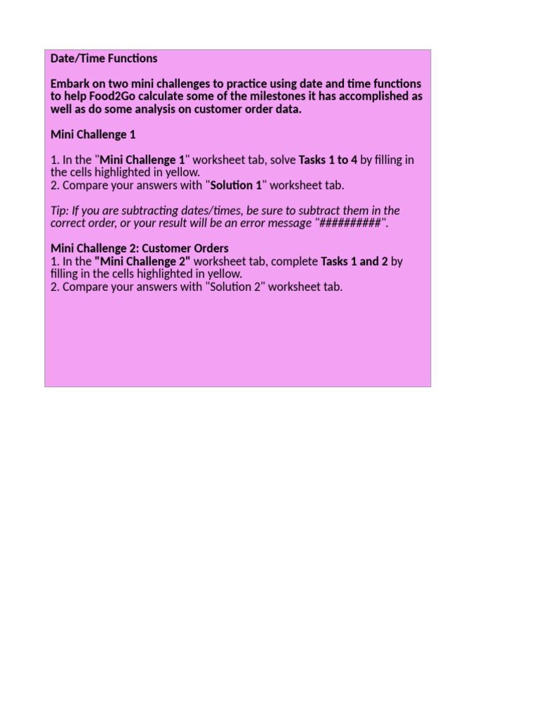 Date-Time Functions - Mini Challenge | PDF