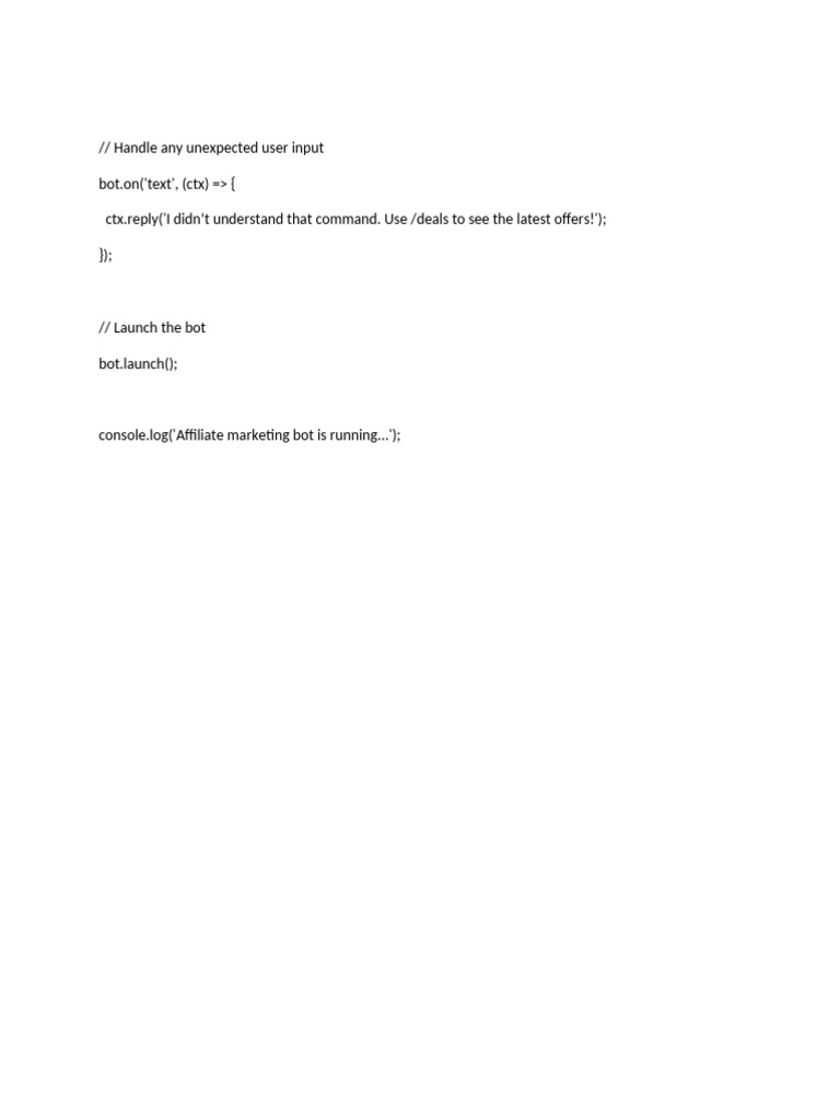 Handle Any Unexpected User Input Bot - On ('Text', (CTX) (CTX - Reply ('I Didn't Understand That ...