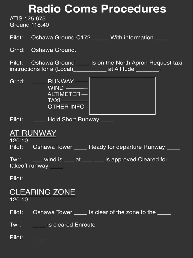Oshawa Airport Radio Communication Guide | PDF