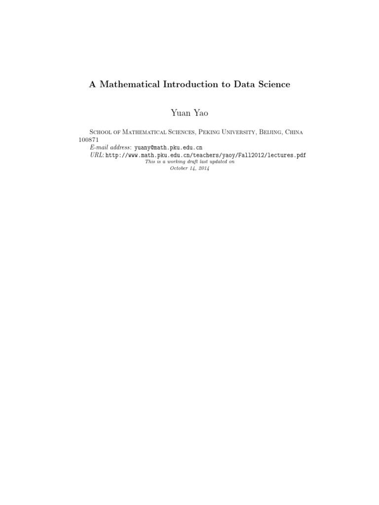 Mathematial Introduction to Data Science | PDF | Principal Component Analysis | Eigenvalues And ...