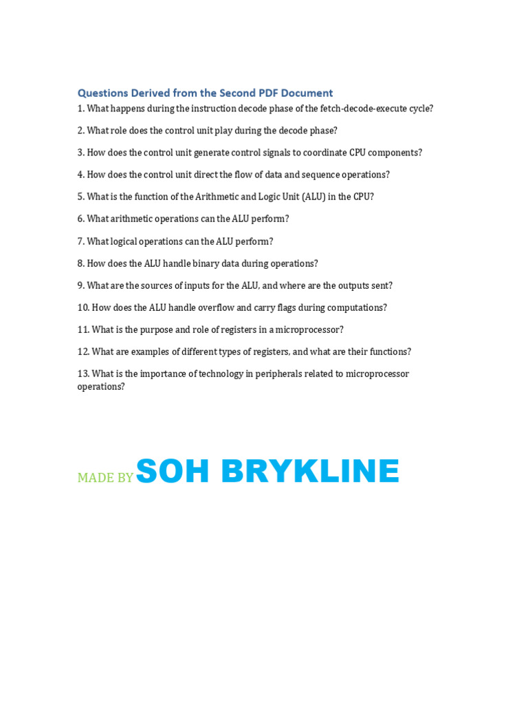 Cpu Instruction Decode Alu Functions Pdf