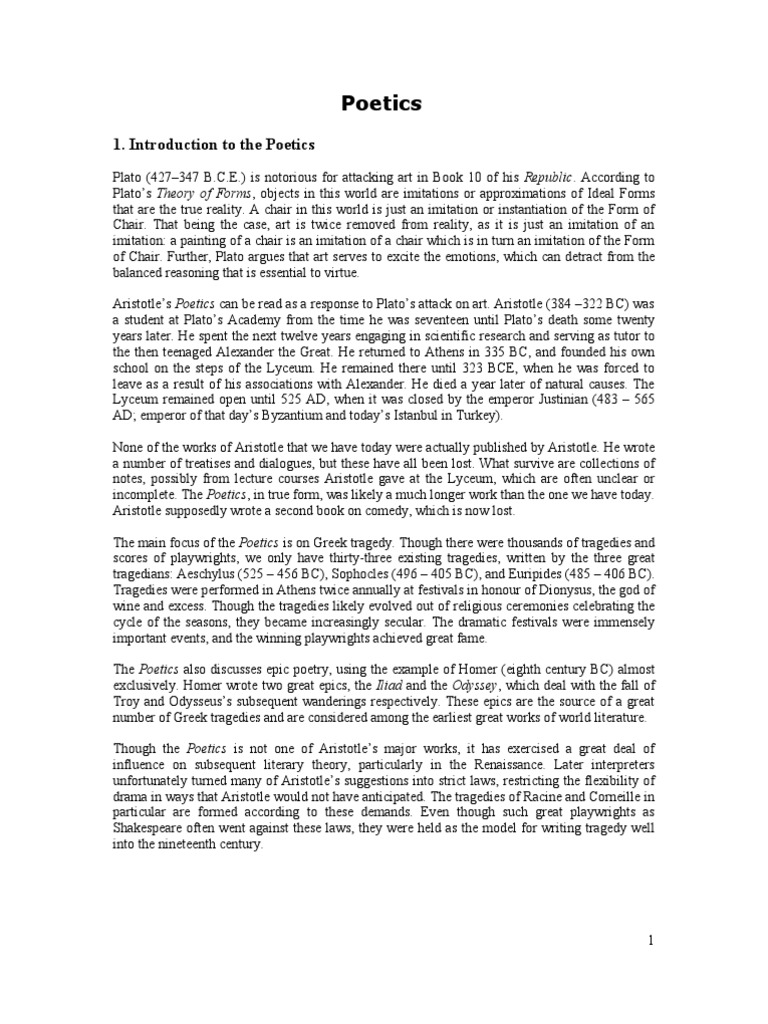 University Notes On Aristotle's Poetics | PDF | Tragedy | Aristotle