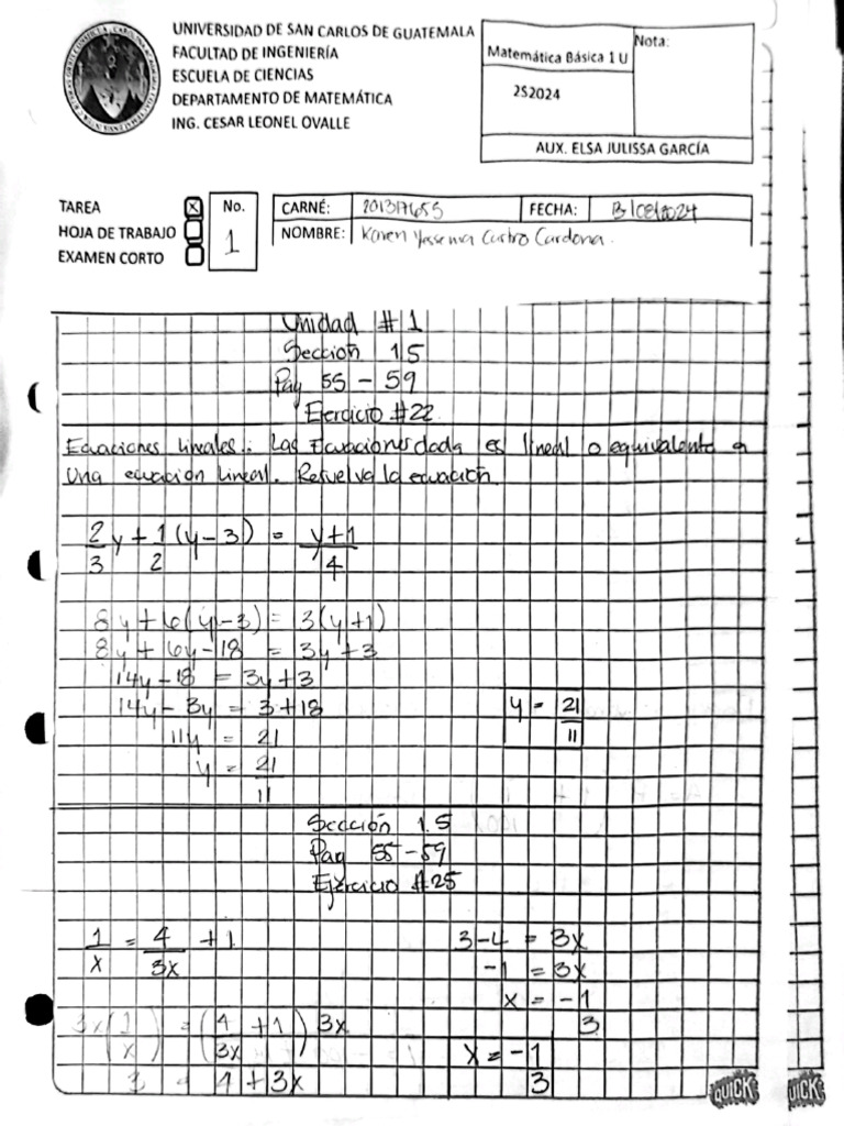 tarea 1 mate basica 1 | PDF