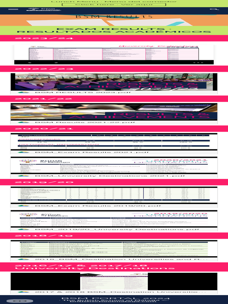 BSM PORTAL The British School of Málaga - ? Exam Results 2 | PDF