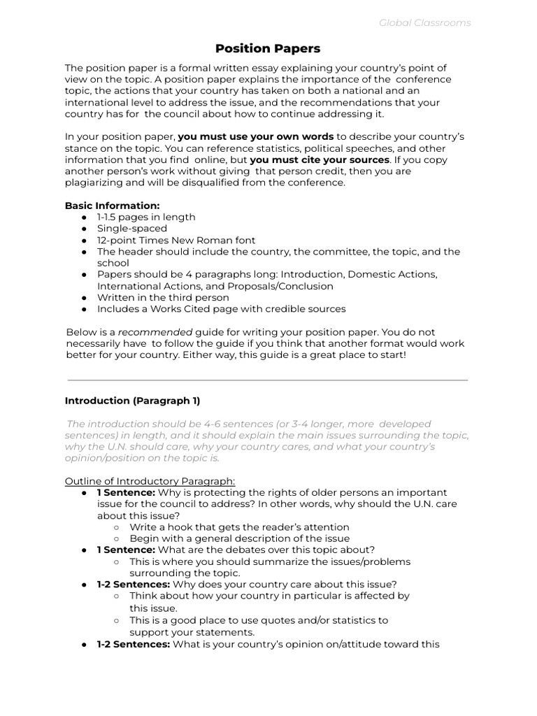 Writing Effective Position Papers | PDF | Paragraph | Human Communication